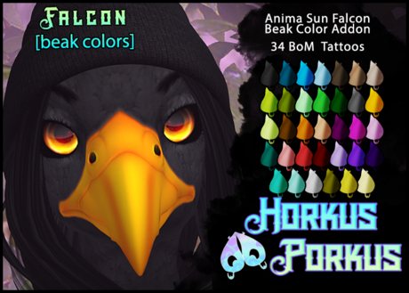 Second Life Marketplace - [HkPk] Addon Anima Sun Falcon - Beak Colors